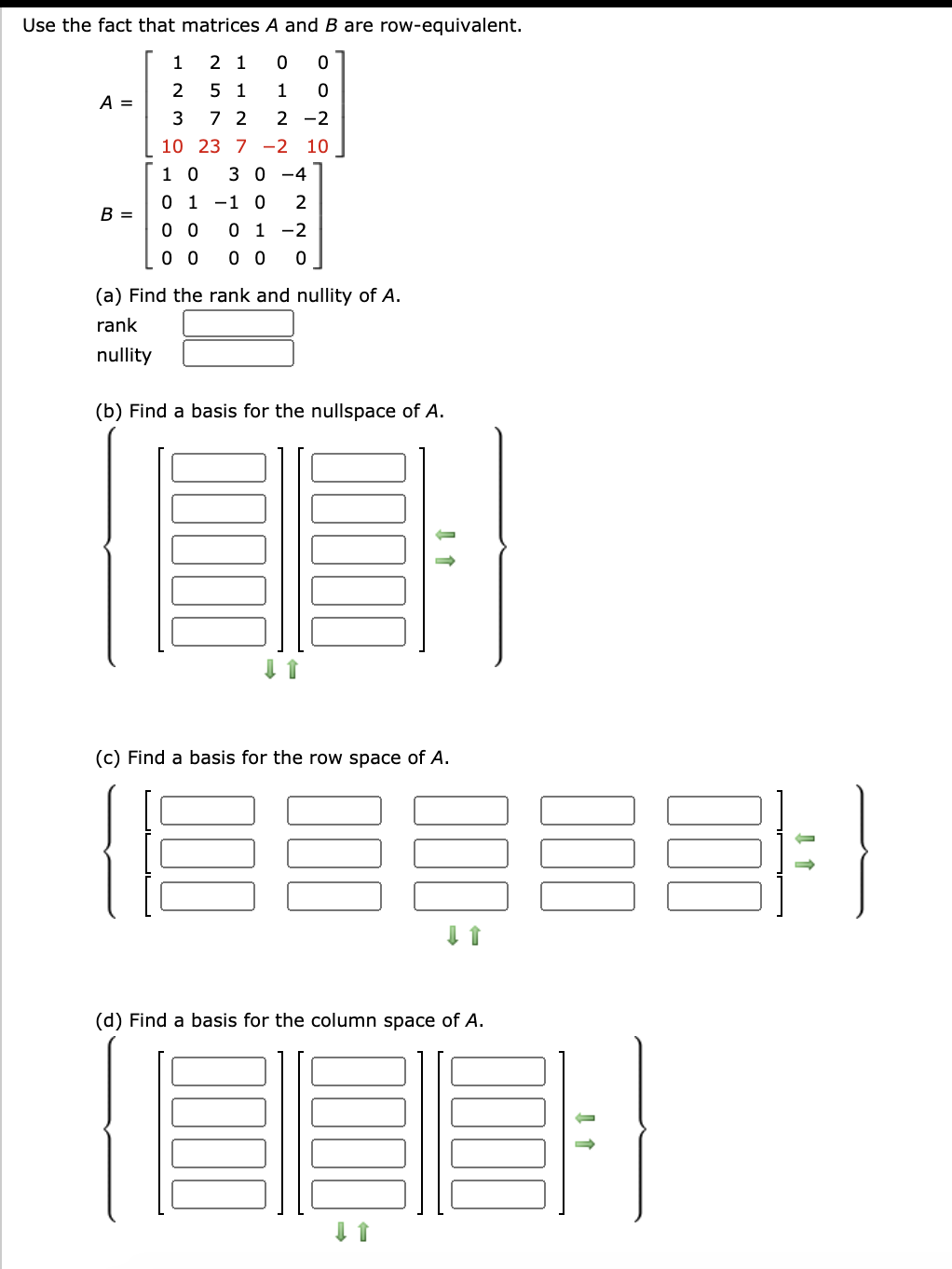 Solved Use the fact that matrices A and B are | Chegg.com