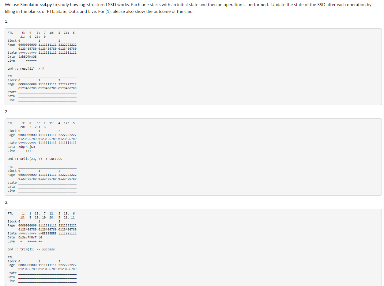 Solved We use Simulator ssd.py to study how log-structured | Chegg.com