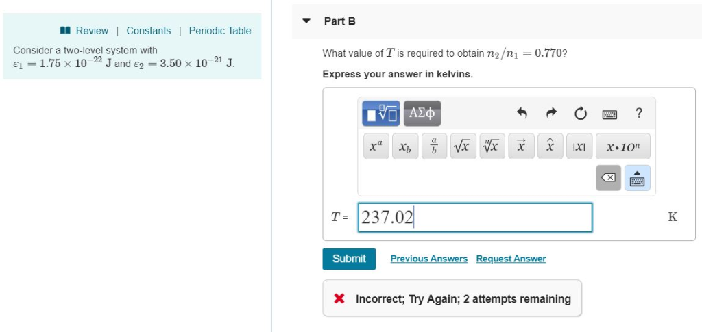 Solved Part B Review 1 Constants | Periodic Table Consider a | Chegg.com