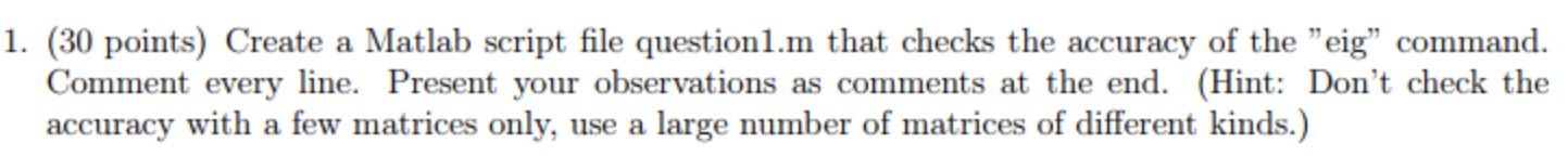 Solved 1. (30 points) Create a Matlab script file | Chegg.com