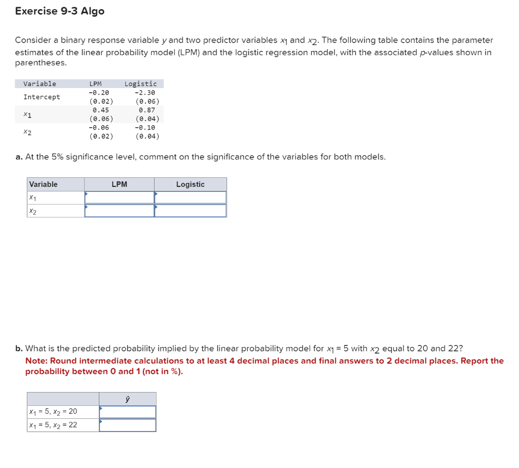 Solved Consider a binary response variable y and two | Chegg.com