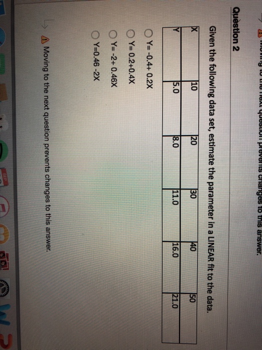 Solved Quèstion 2 Given the following data set, estimate the | Chegg.com