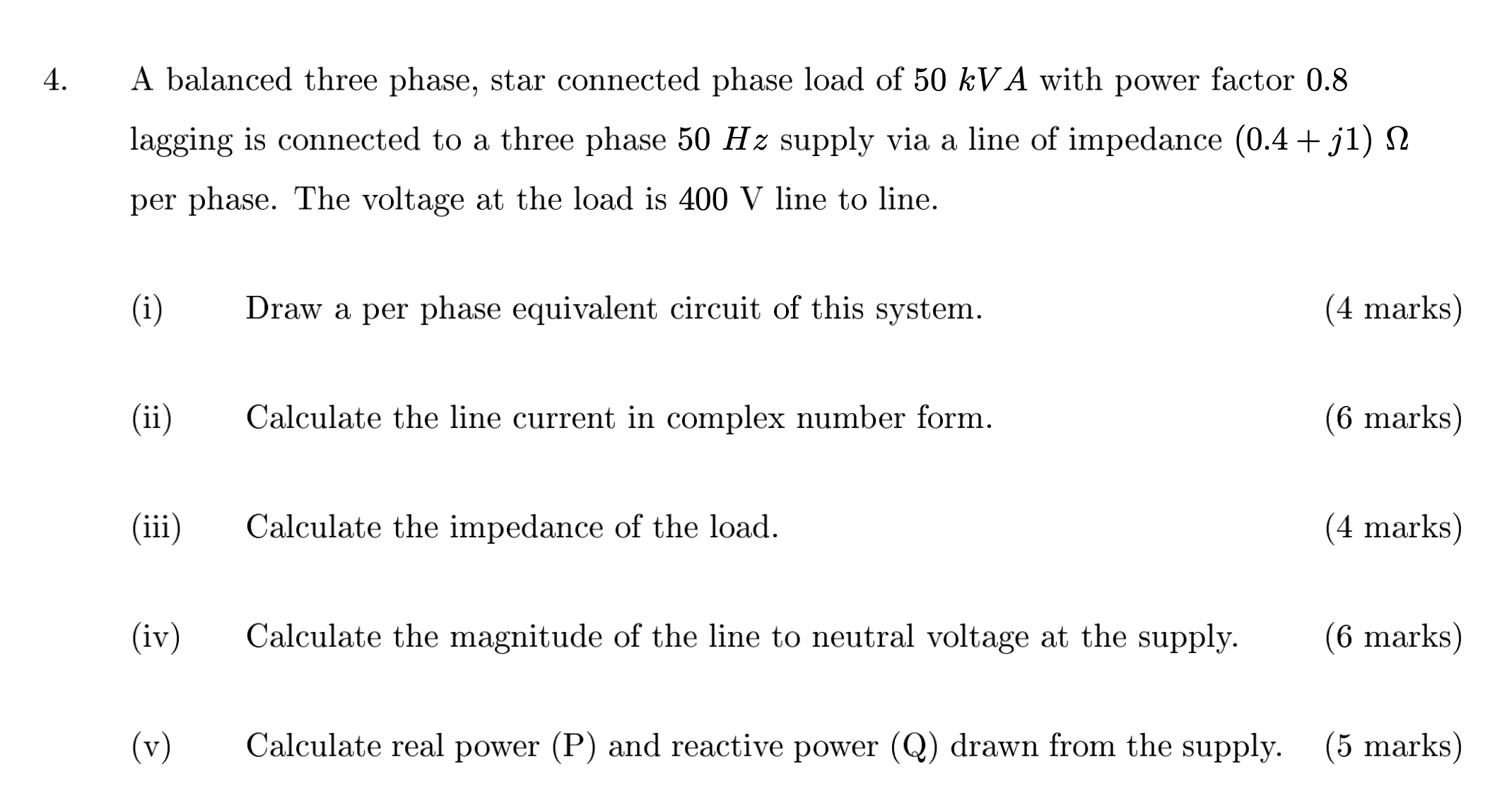 Solved 4. ﻿A balanced three phase, star connected phase load | Chegg.com