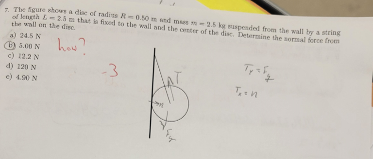 Solved 7. ﻿the figure shows a disc of radius R=0.50m and | Chegg.com
