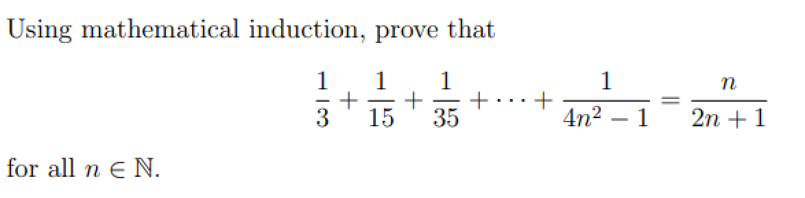 Solved Using mathematical induction, prove that 1 1 1 n2 + + | Chegg.com