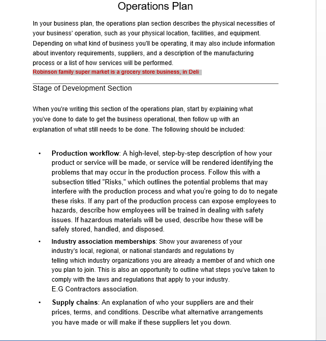 Operations Plan In your business plan, the operations | Chegg.com