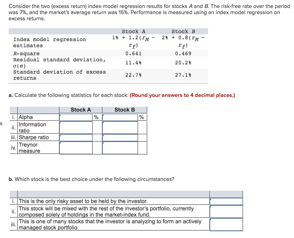 Solved Consider the two (excess return) index-model | Chegg.com