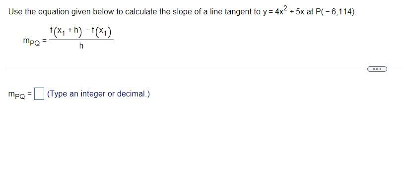 Solved Use the equation given below to calculate the slope | Chegg.com