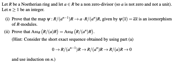 Solved Let R be a Noetherian ring and let a∈R be a non | Chegg.com