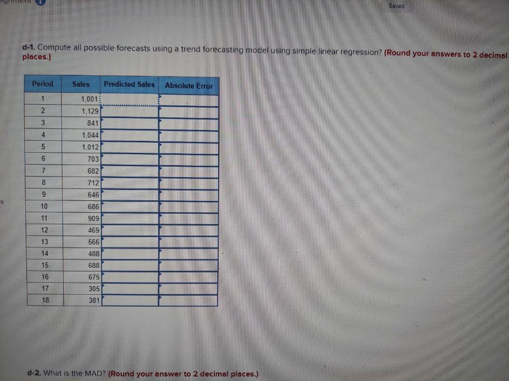Solved Using the time series data in the table, respond to | Chegg.com