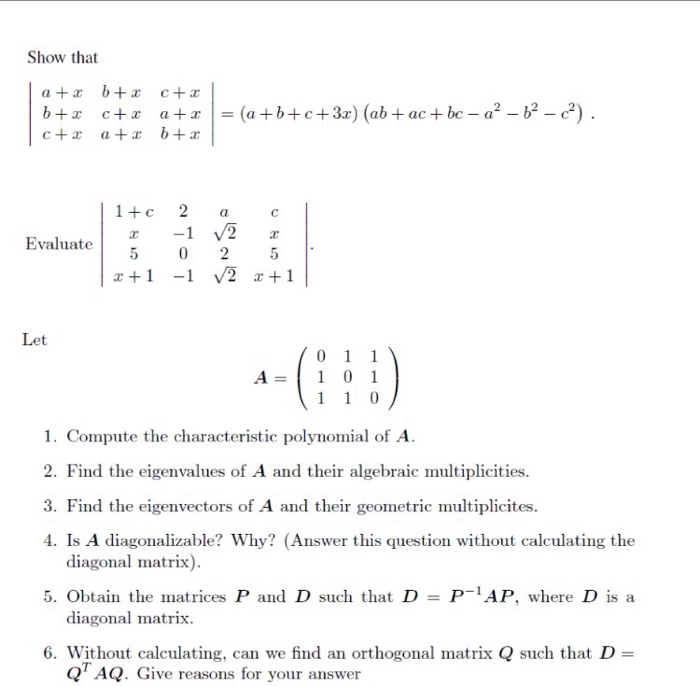 Solved Show that |a + x b + x c + x b + x c + x a + x c + | Chegg.com