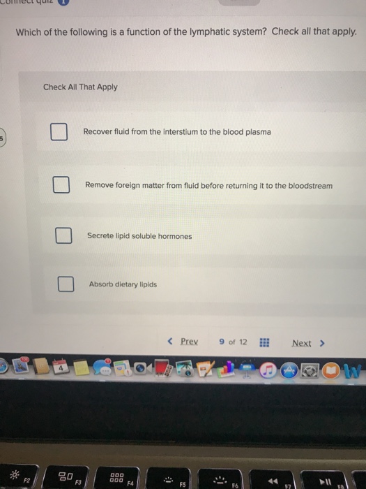 Solved Which of the following is a function of the lymphatic | Chegg.com