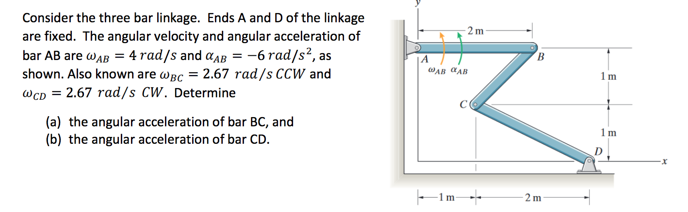 Solved 2m- Consider the three bar linkage. Ends A and D of | Chegg.com