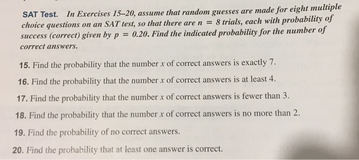 Solved SAT Test. In Exercises 15-20, assume that random | Chegg.com