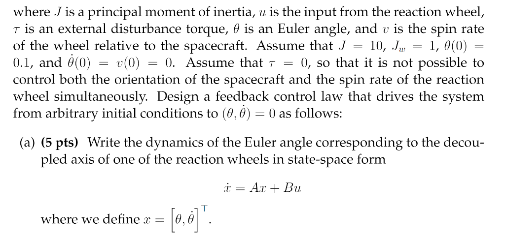 Attitude (orientation) control of spacecraft is | Chegg.com