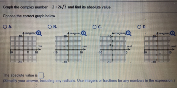Solved Graph the complex number -2+2i-3 and find its | Chegg.com