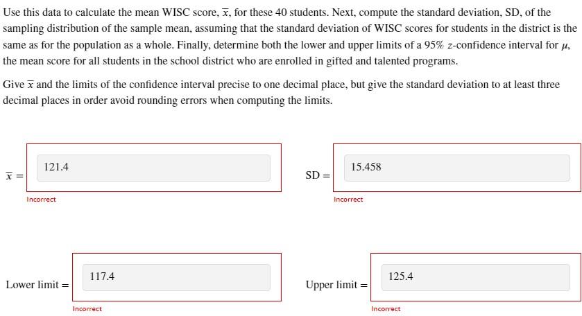 Solved The Weschler Intelligence Scale for Children (WISC) | Chegg.com