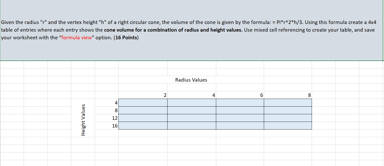 Solved Given the radius "," and the vertex height "h" of a | Chegg.com
