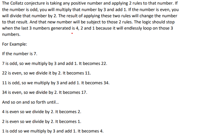 Solved The Collatz conjecture is taking any positive number | Chegg.com