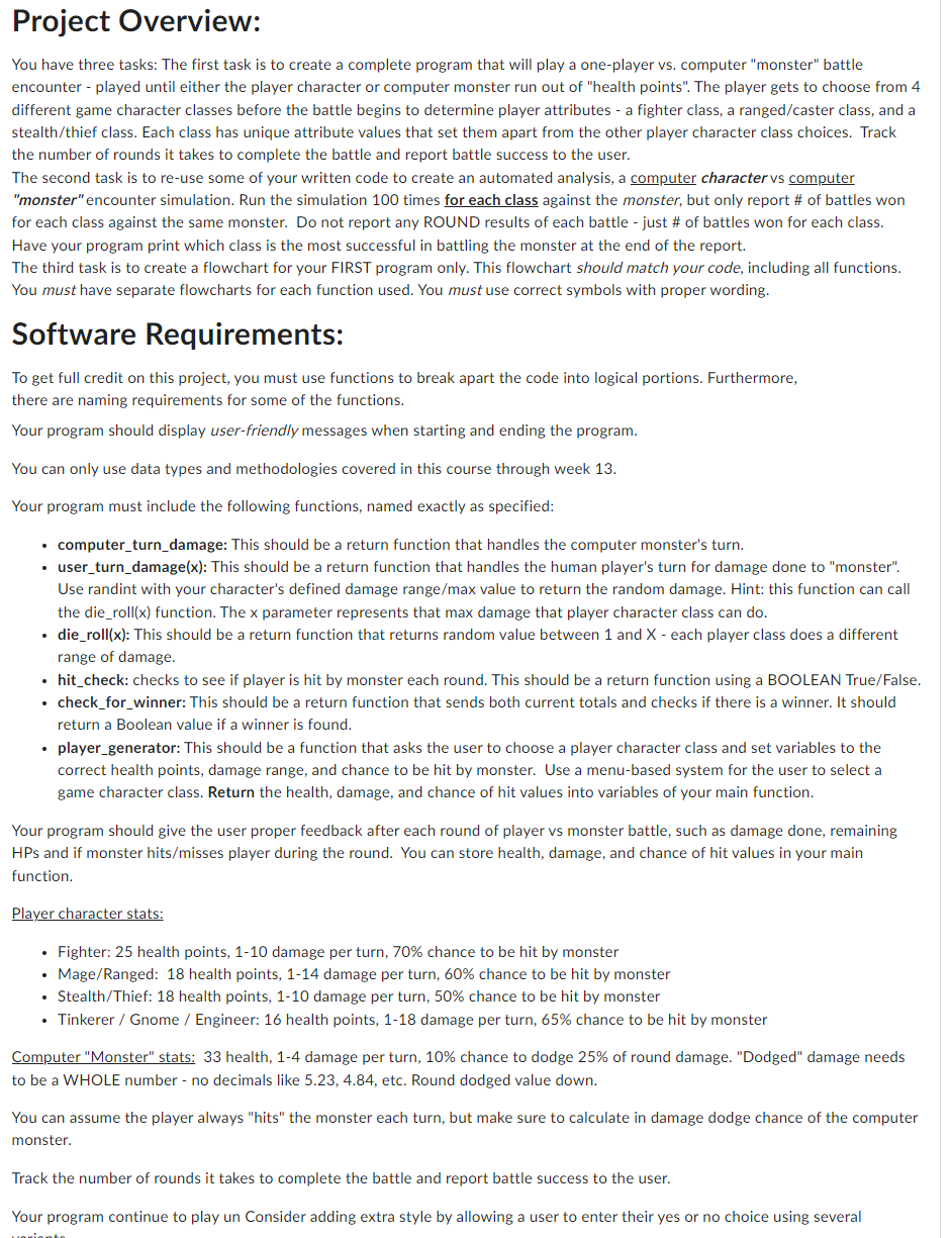 Solved Project Overview: You have three tasks: The first | Chegg.com
