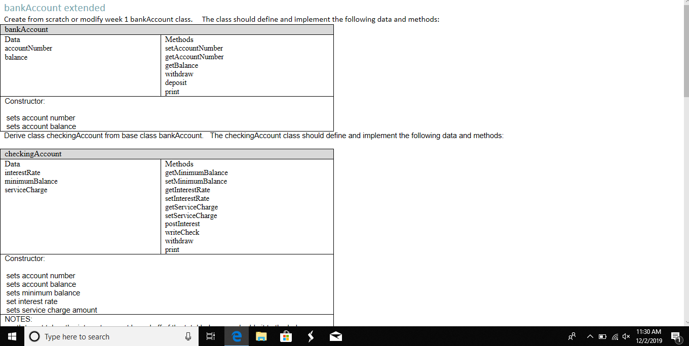 Solved bankAccount extended Create from scratch or modify | Chegg.com