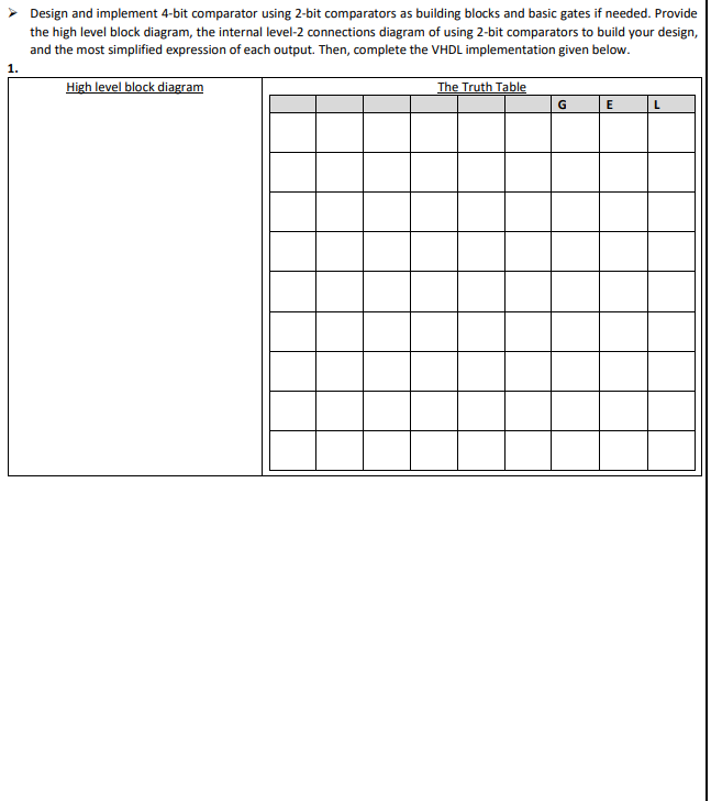 Solved Design and implement 4-bit comparator using 2-bit | Chegg.com