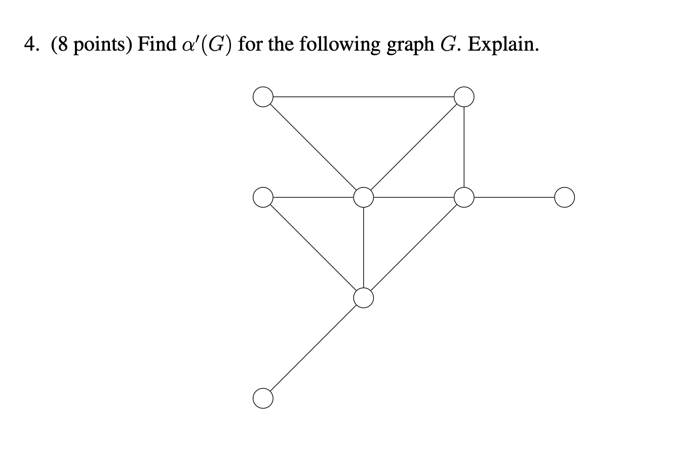 Solved 4. (8 points) Find a'(G) for the following graph G. | Chegg.com