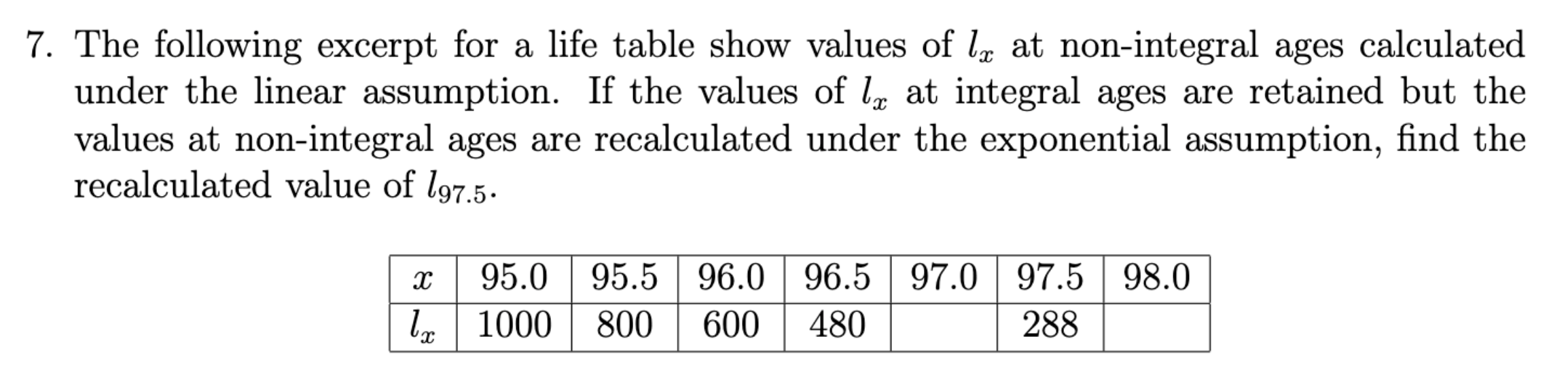 Solved The following excerpt for a life table show values of | Chegg.com