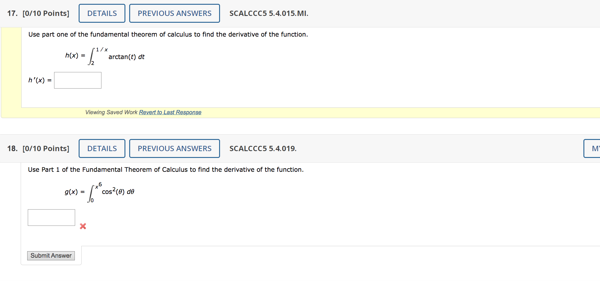 Solved Use part one of the fundamental theorem of calculus | Chegg.com