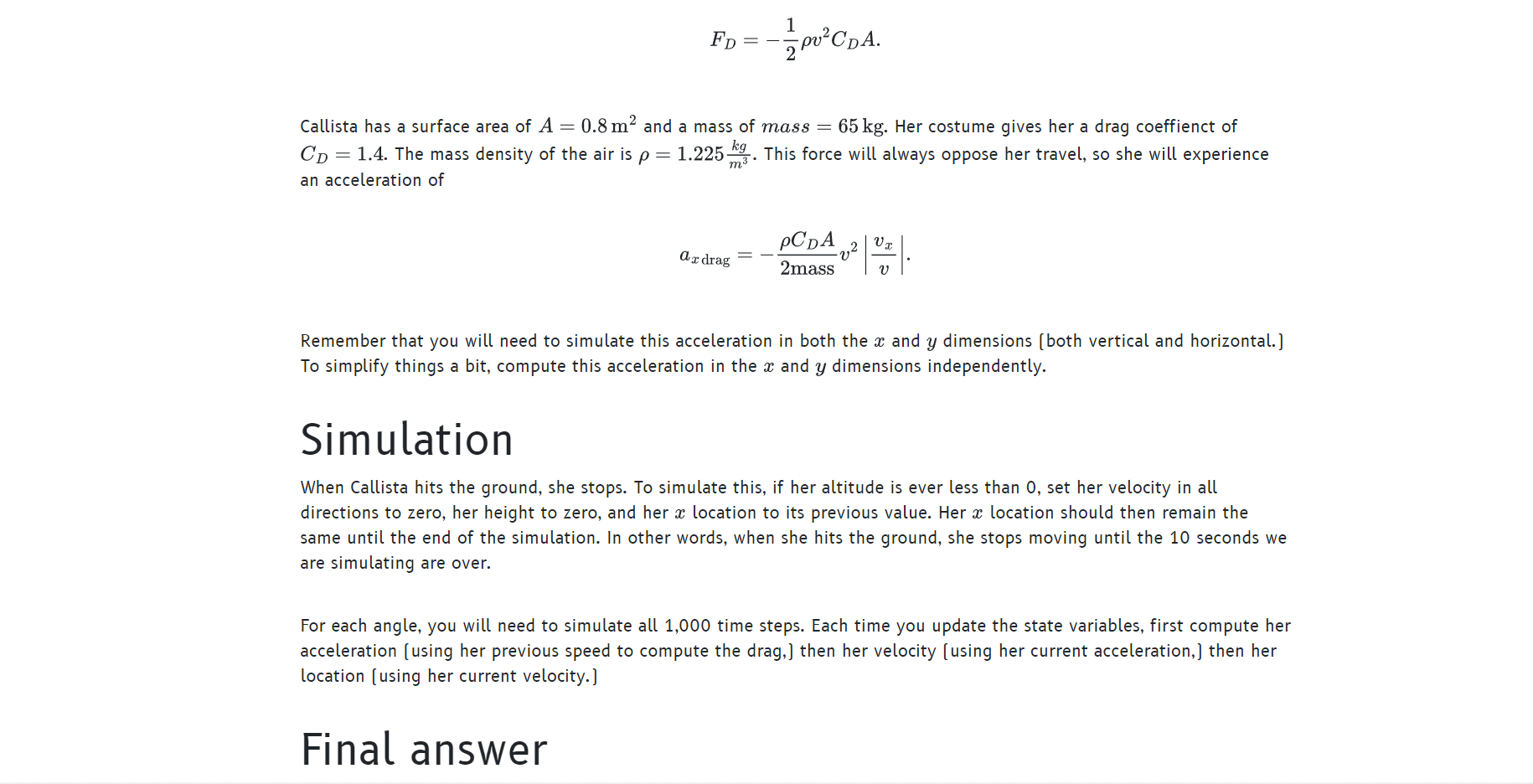 Solved Optimizing a trajectory Callista "Cherry Bomb" | Chegg.com