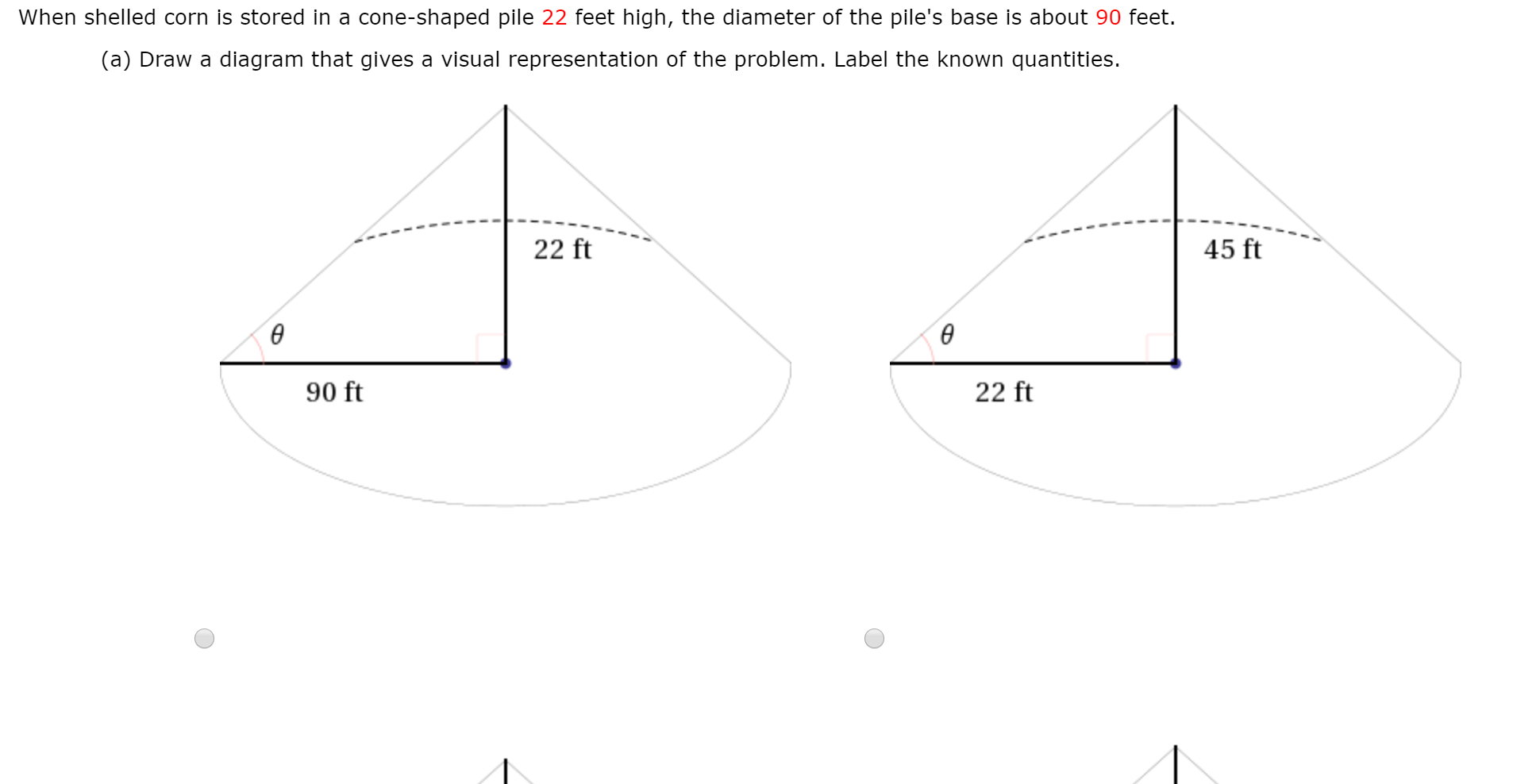 Solved When shelled corn is stored in a cone-shaped pile 22 | Chegg.com