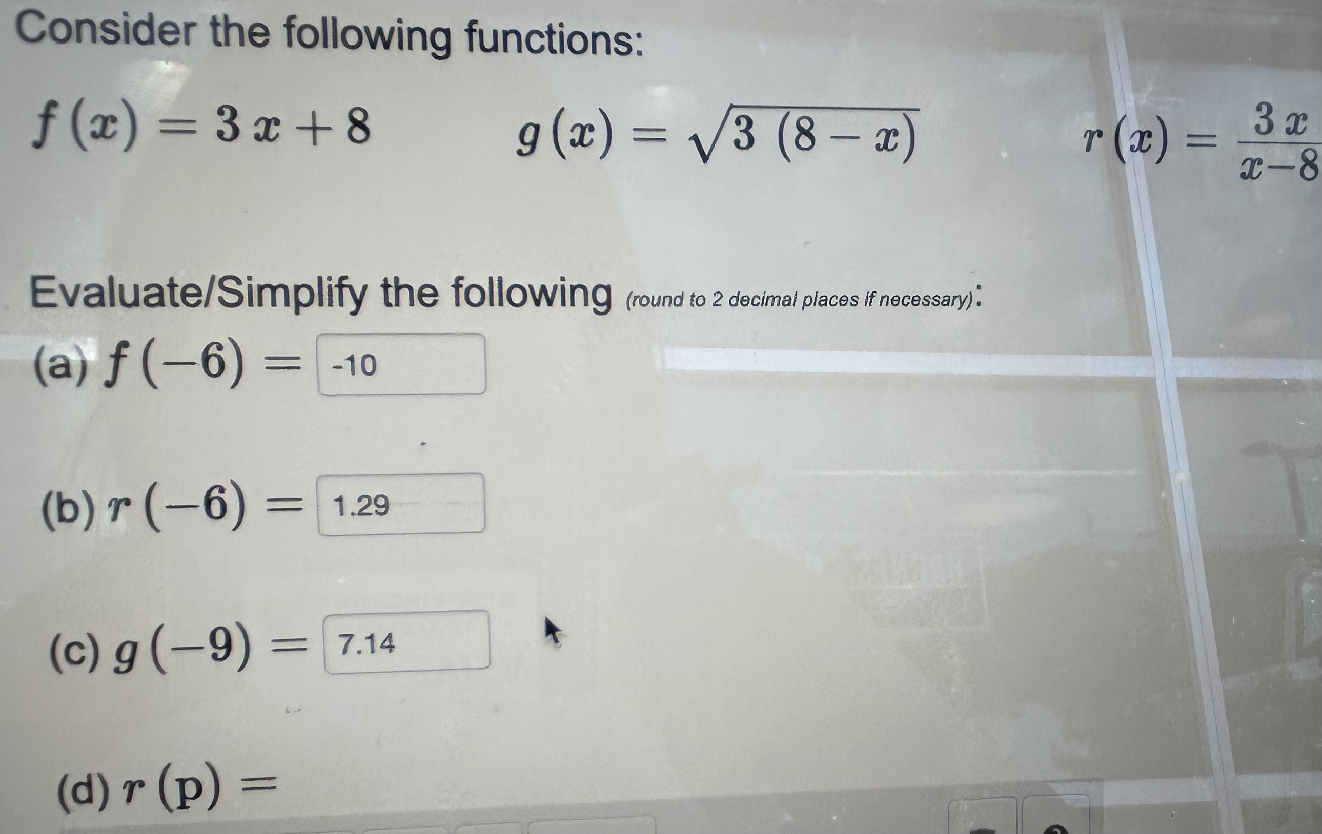 Solved Consider the following functions: | Chegg.com