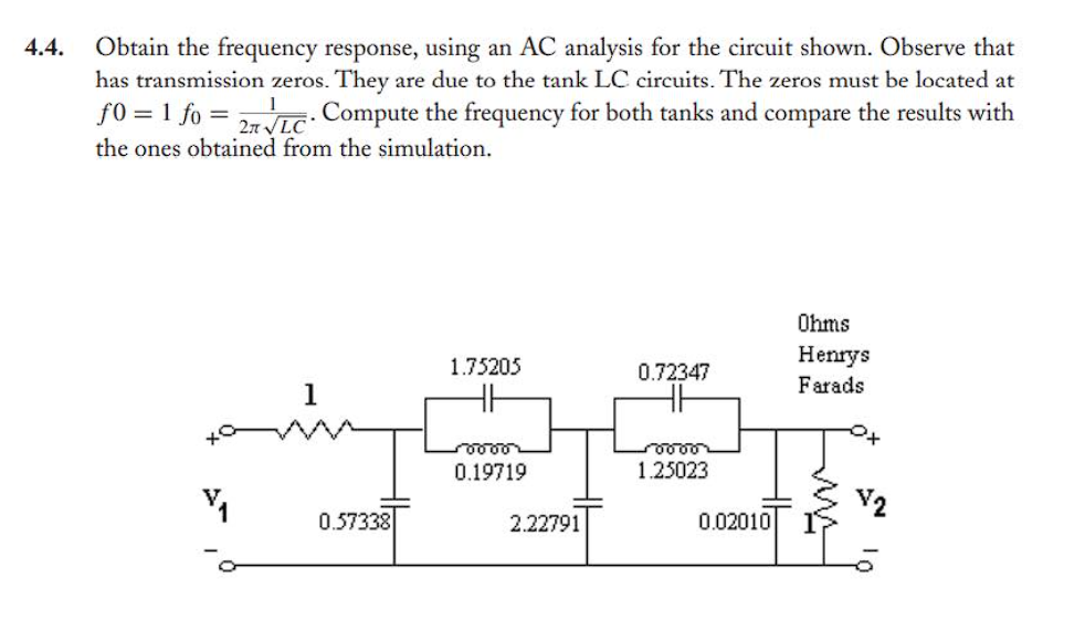 4.4. Obtain the frequency response, using an AC | Chegg.com