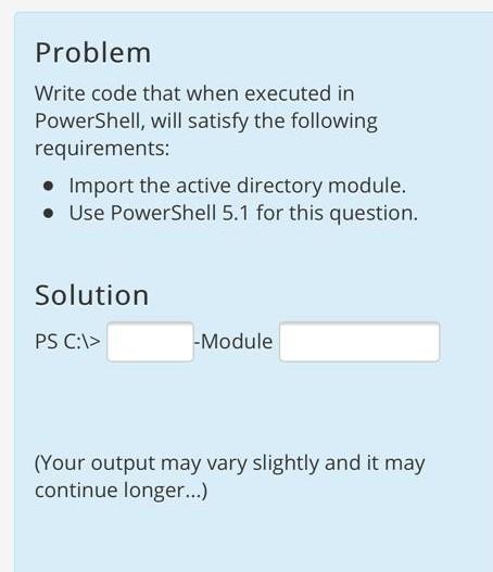 Solved Problem Write Code That When Executed In Powershell 8330