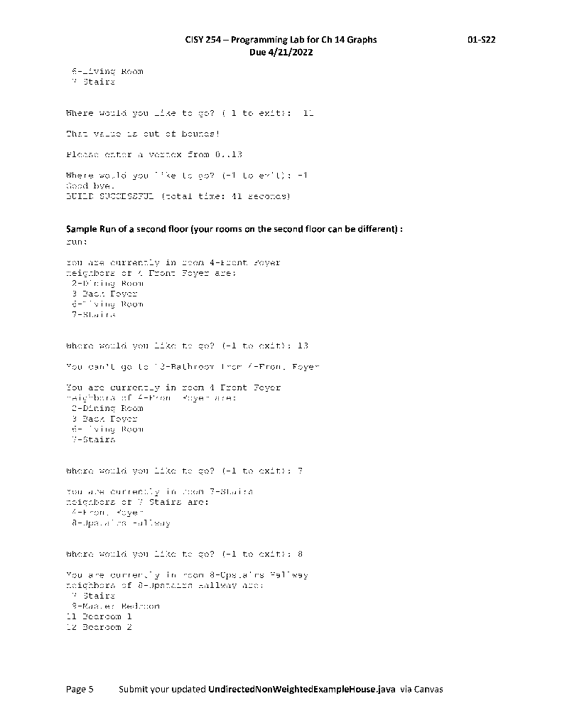01-S22 CISY 254 – Programming Lab for Ch 14 Graphs | Chegg.com