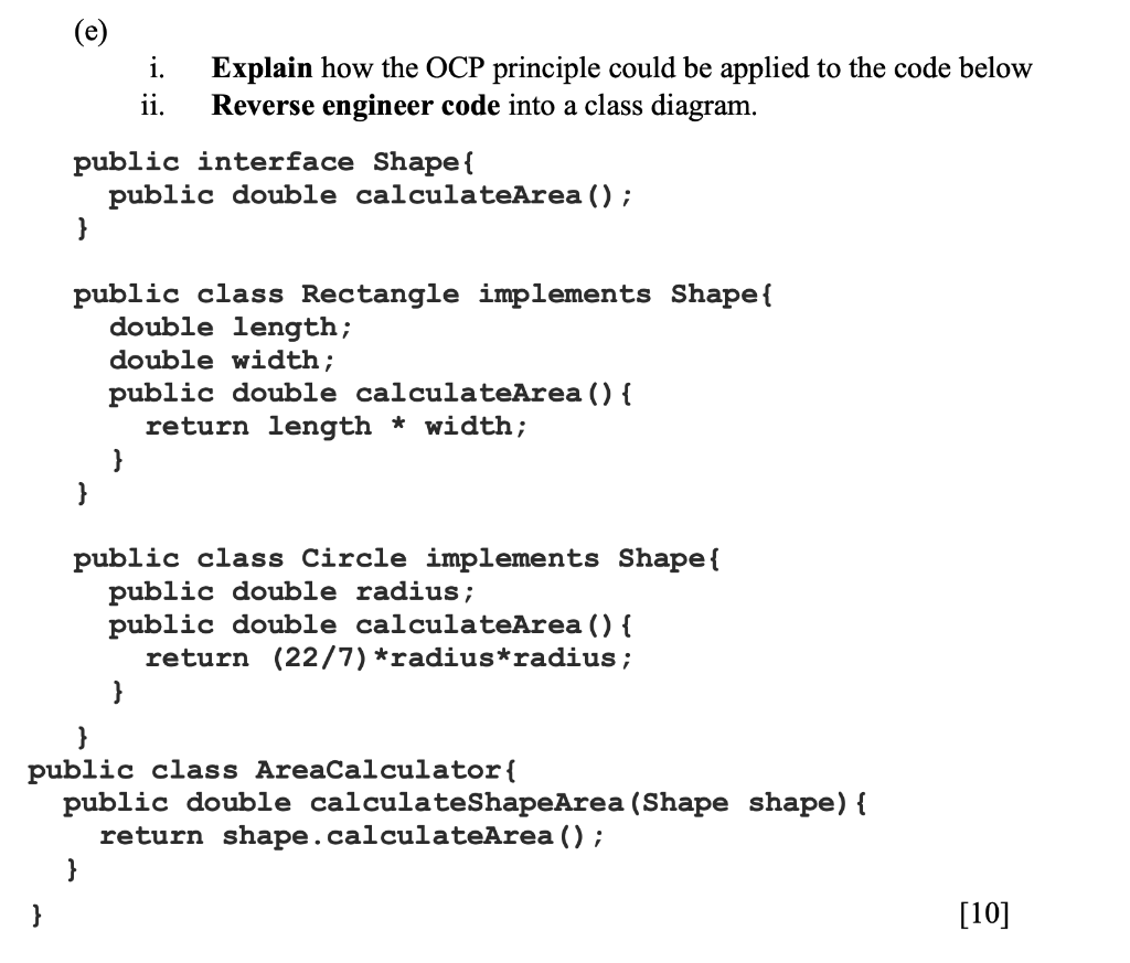 Solved i. Explain how the OCP principle could be applied to | Chegg.com