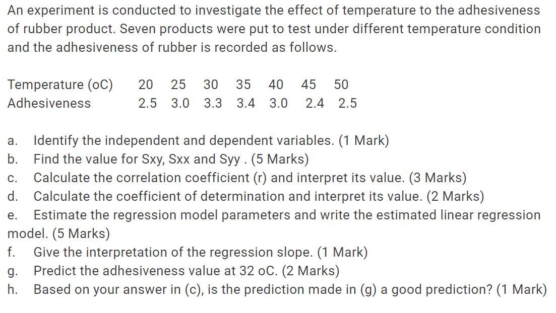 Solved An experiment is conducted to investigate the effect | Chegg.com