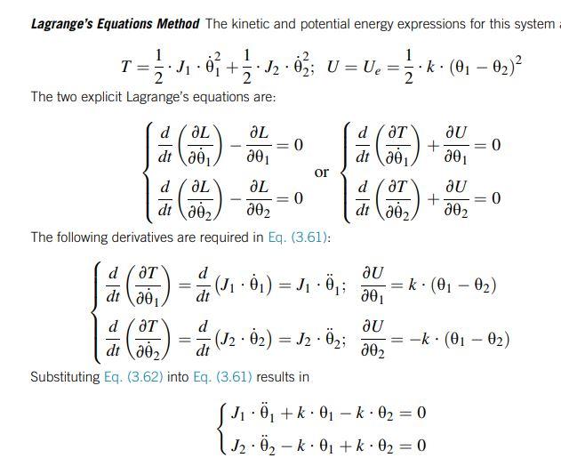 Solved Lagrange's Equations Method The kinetic and potential | Chegg.com