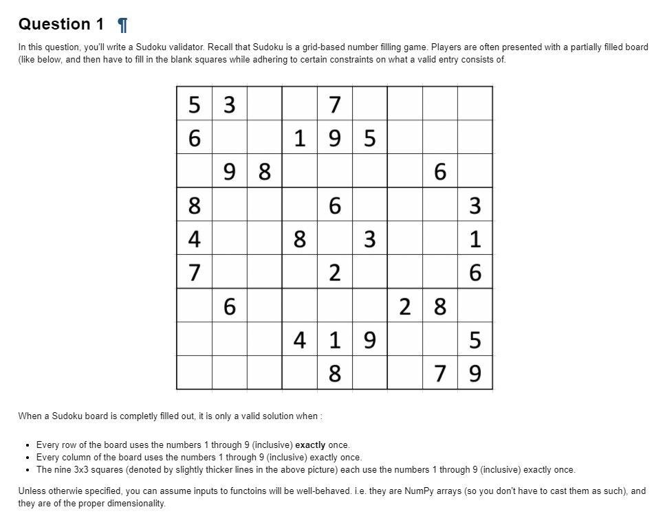 Solved Question 11 In this question, you'll write a Sudoku | Chegg.com