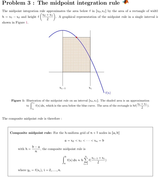 Solved Problem 3 : The midpoint integration rule The | Chegg.com