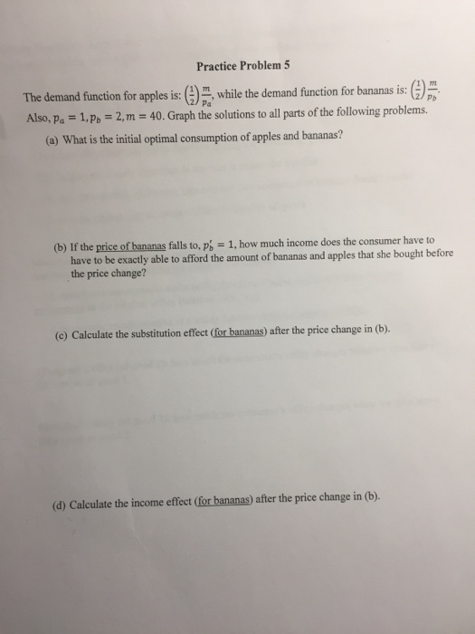 Solved Practice Problem 5 The demand function for apples i | Chegg.com
