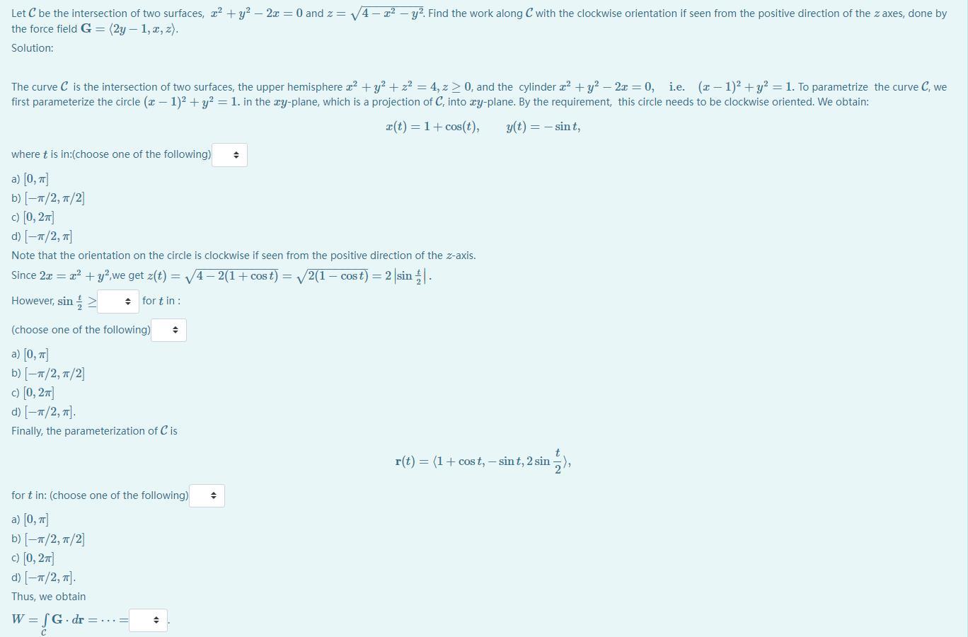 Solved Let C be the intersection of two surfaces, x2+y2−2x=0 | Chegg.com