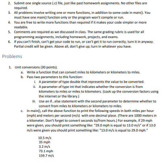 Solved 2. Submit one single source (c) file, just like past | Chegg.com