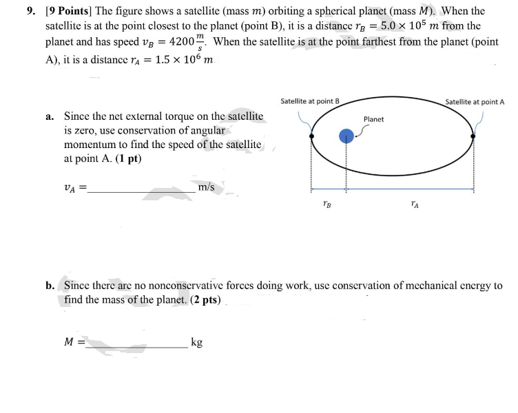 Solved 9 [9 Points] The Figure Shows A Satellite Mass M