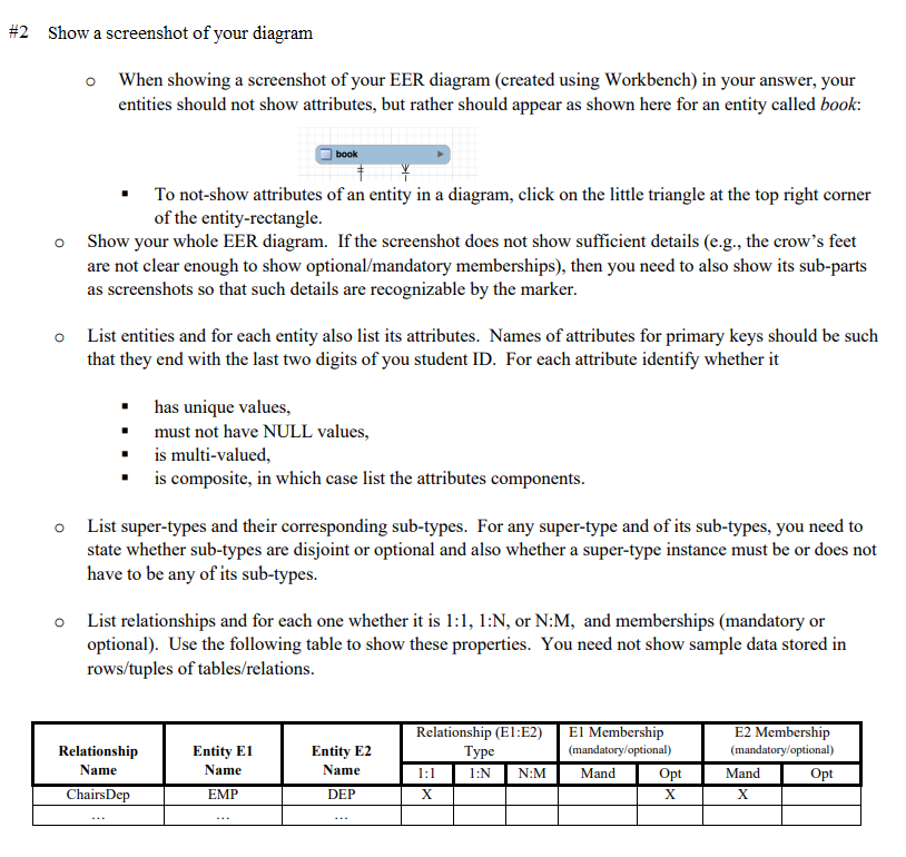 Create an EER diagram using MySQL Workbench (Crow's | Chegg.com