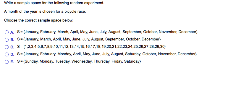 Solved Write a sample space for the following random | Chegg.com