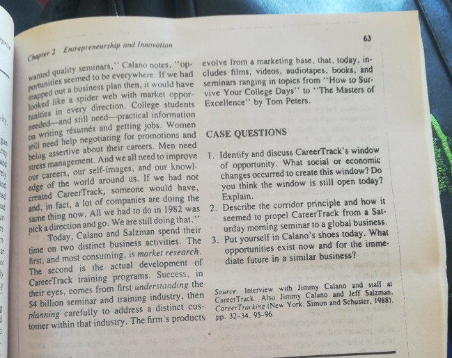 Solved CASE 2-1 CareerTrack on a Roll Entrepreneurs seldom | Chegg.com