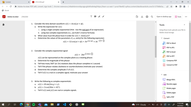 Solved Consider the time-domain waveform 𝑠(𝑡) = 𝐴cos(𝜔𝑡 | Chegg.com