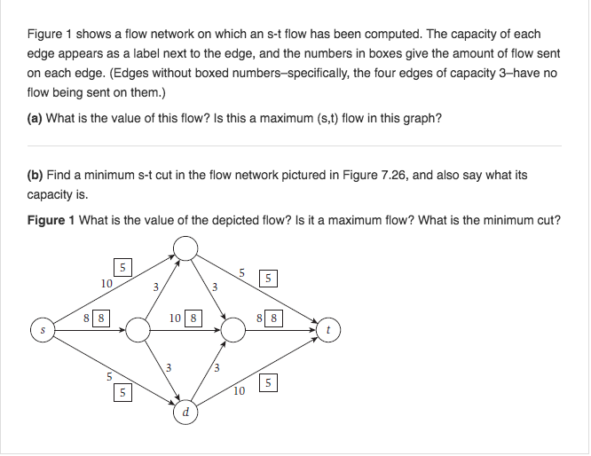 Solved Figure 1 shows a flow network on which an s-t flow | Chegg.com