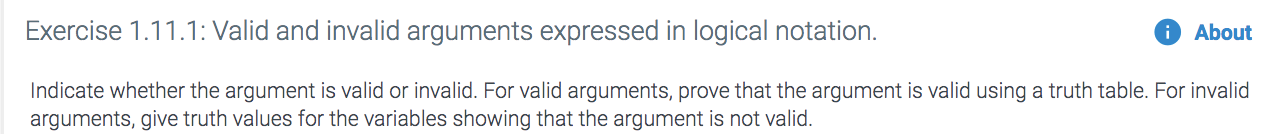 Solved Exercise 1.11.1: Valid and invalid arguments | Chegg.com